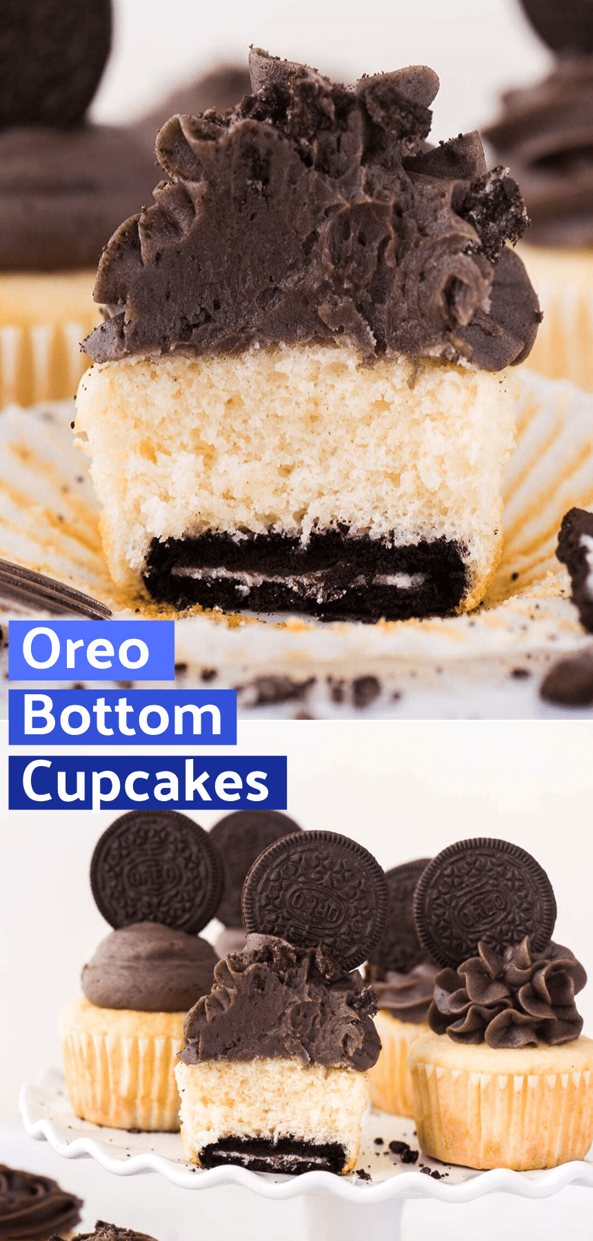 Easy Oreo Cupcakes - oreos baked into the bottom of cupcakes!