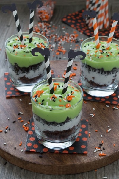 melted witch pudding parfaits
