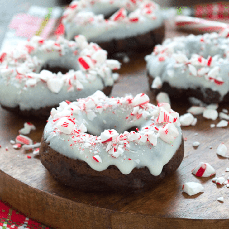 Chocolate Candy Cane Donuts