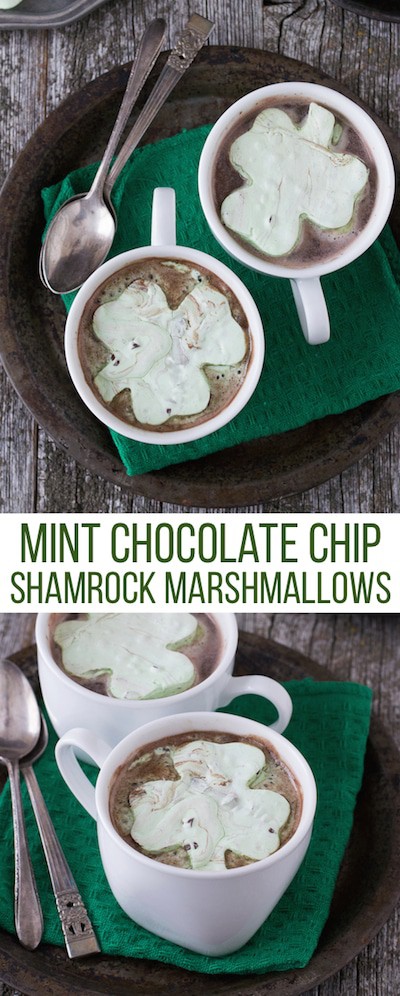 Mint Chocolate Chip Shamrock Marshmallows