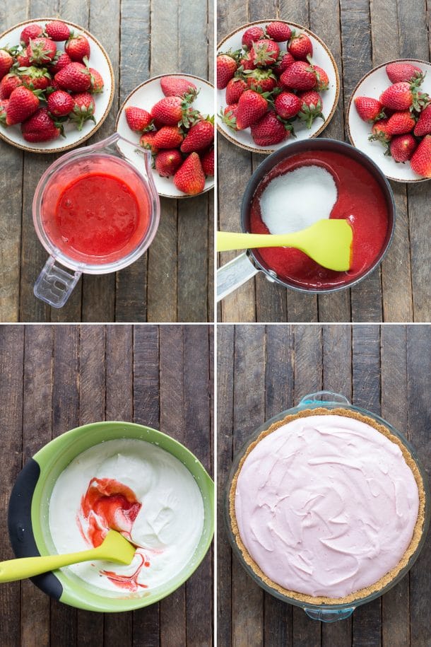 Strawberry Mousse Pie - no bake strawberry pie!