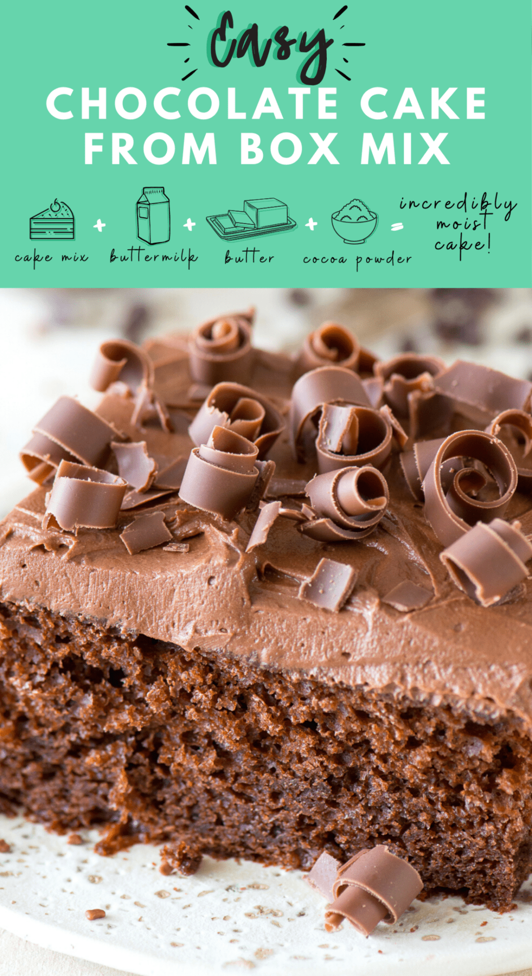 Easy Chocolate Cake (from box mix & incredibly moist!)
