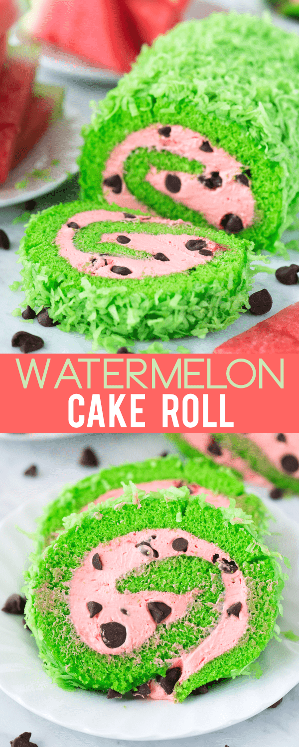 Watermelon Cake Roll - summer cake roll that looks like a watermelon!