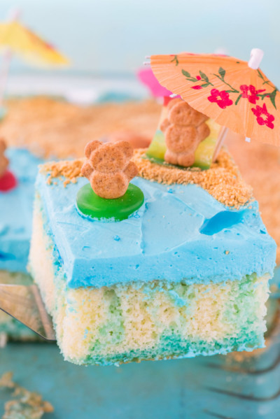 Beach Poke Cake - birthday cake for kids!