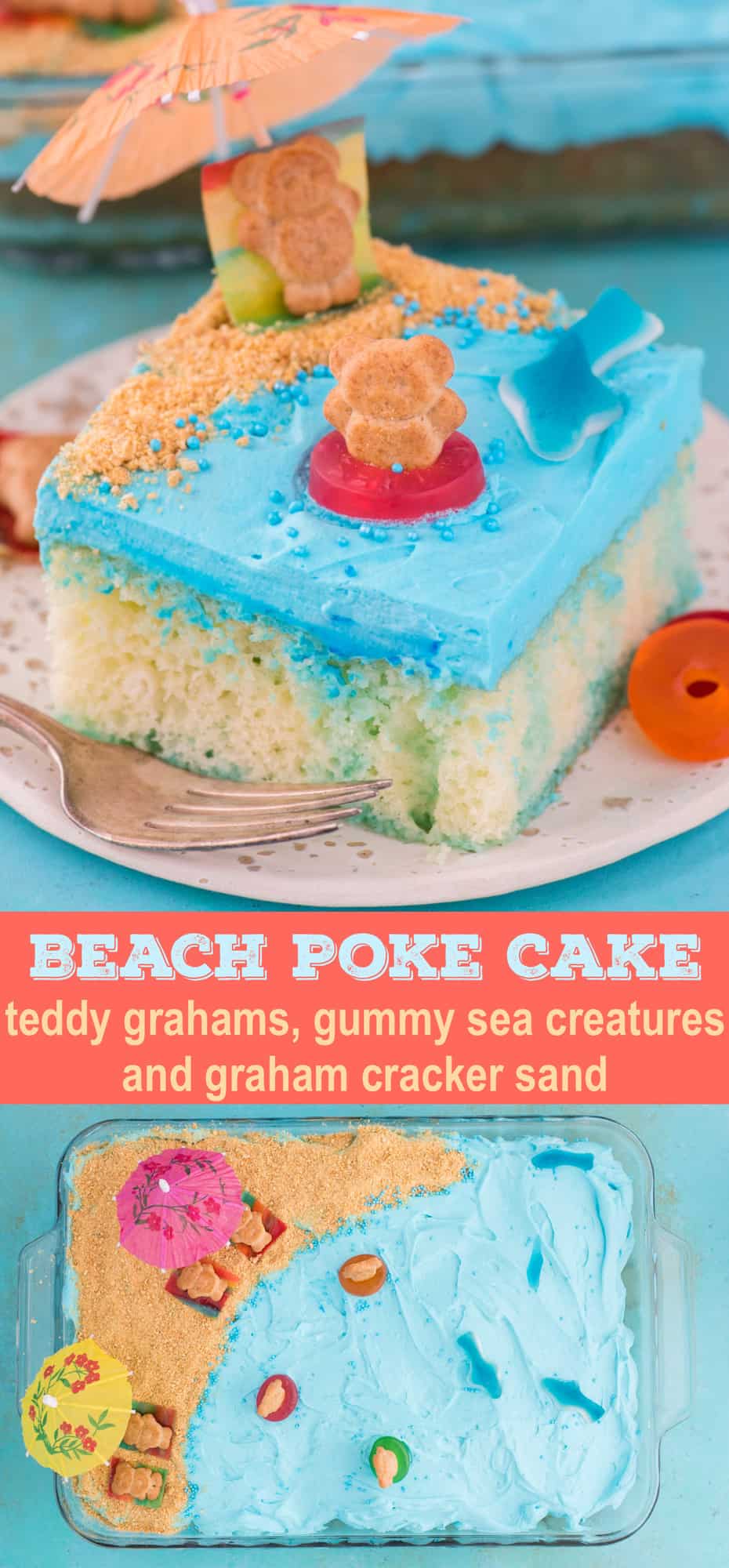 Beach Poke Cake - birthday cake for kids!
