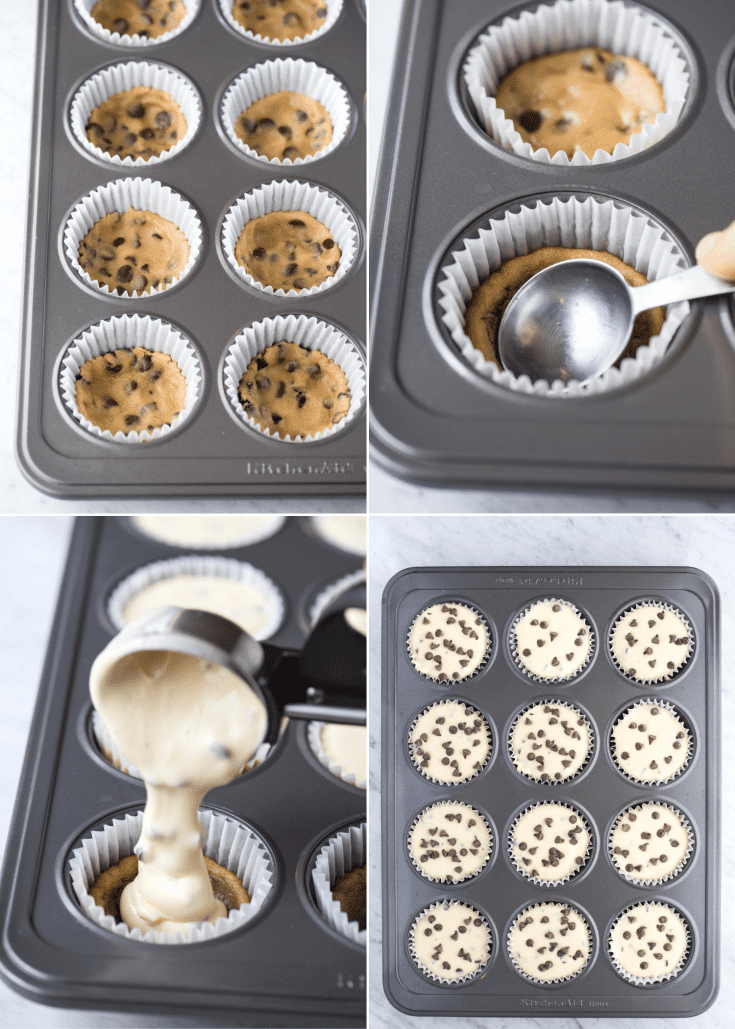 Mini Chocolate Chip Cookie Dough Cheesecakes