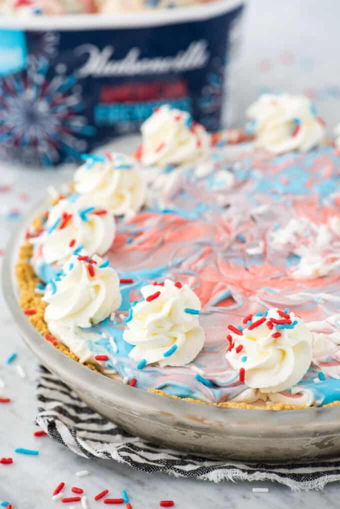 4th of July Ice Cream Pie - red, white & blue pie!