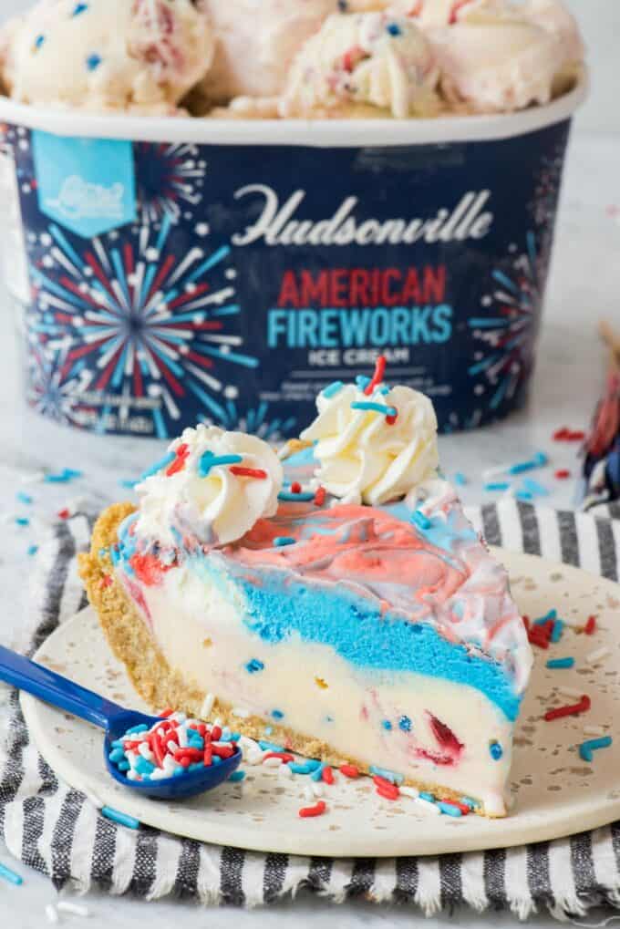 4th of July Ice Cream Pie - red, white & blue pie!