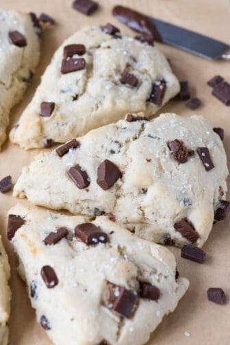 Chocolate Chip Scones - flaky, tender, soft scones!