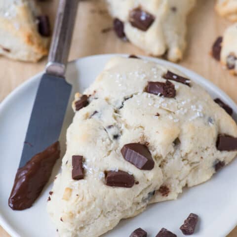 Chocolate Chip Scones - flaky, tender, soft scones!