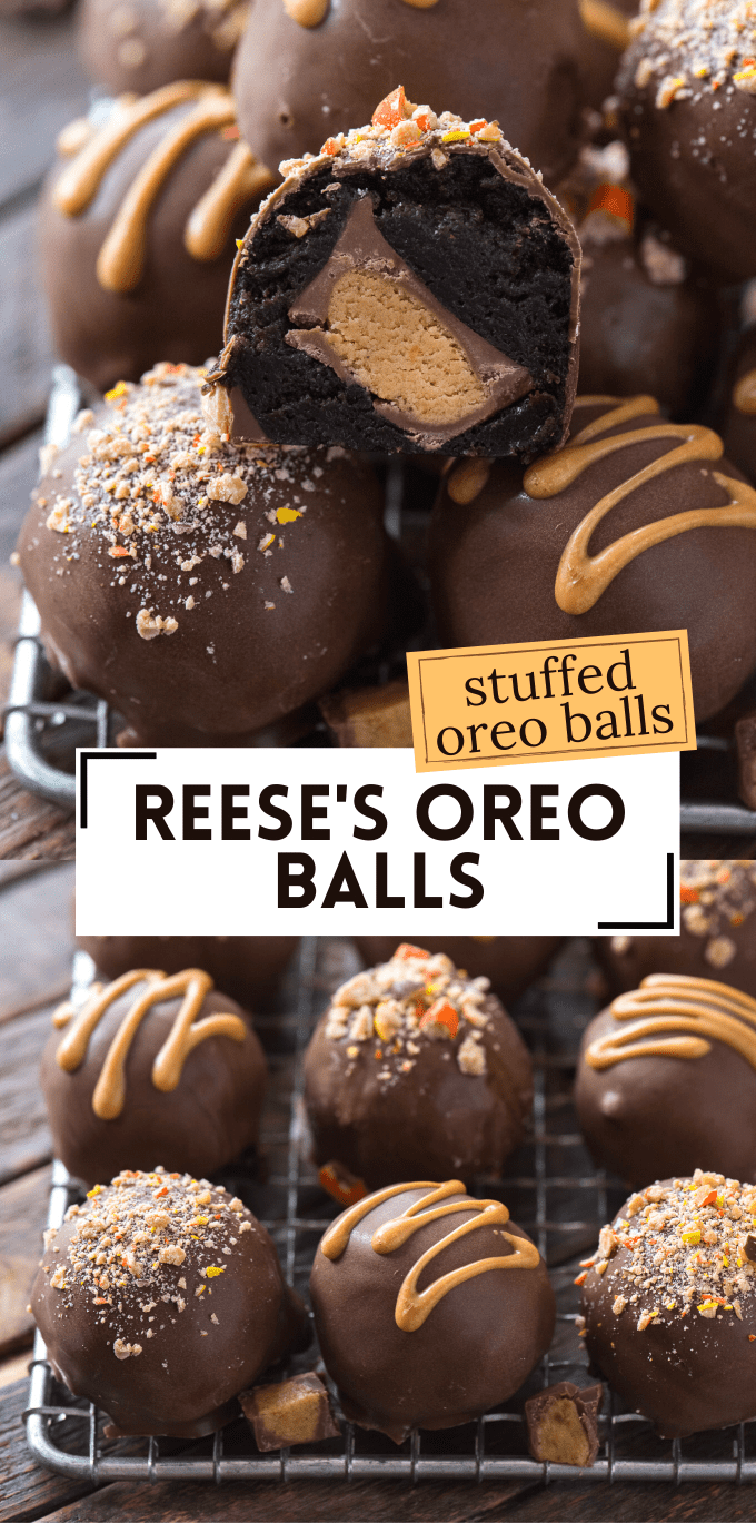 Reese's Oreo Balls - oreo balls stuffed with peanut butter cups!