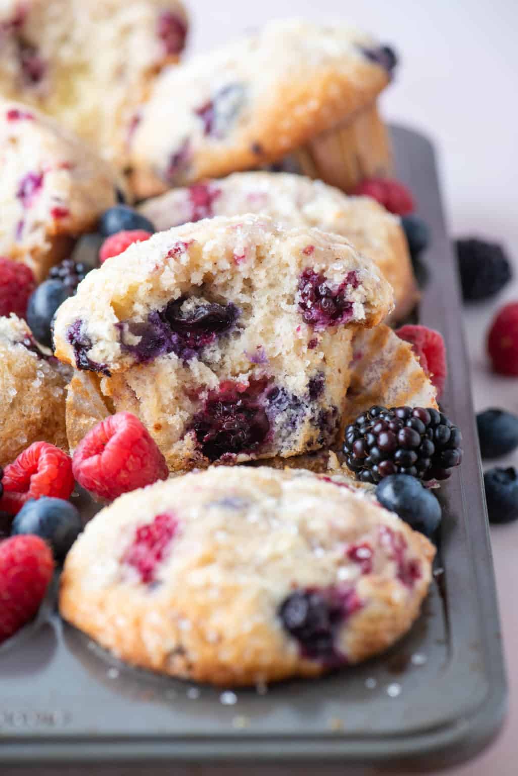 Triple Berry Cheesecake Muffins - The First Year
