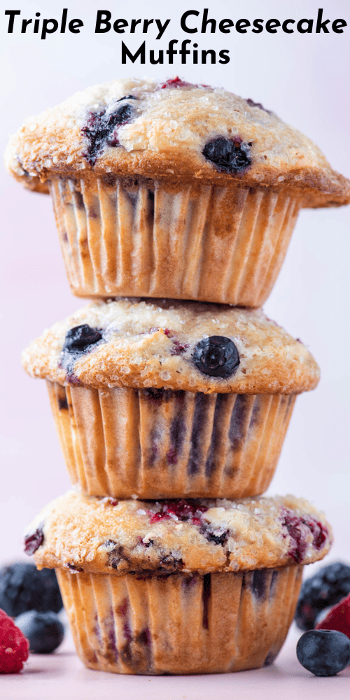 Triple Berry Cheesecake Muffins - The First Year