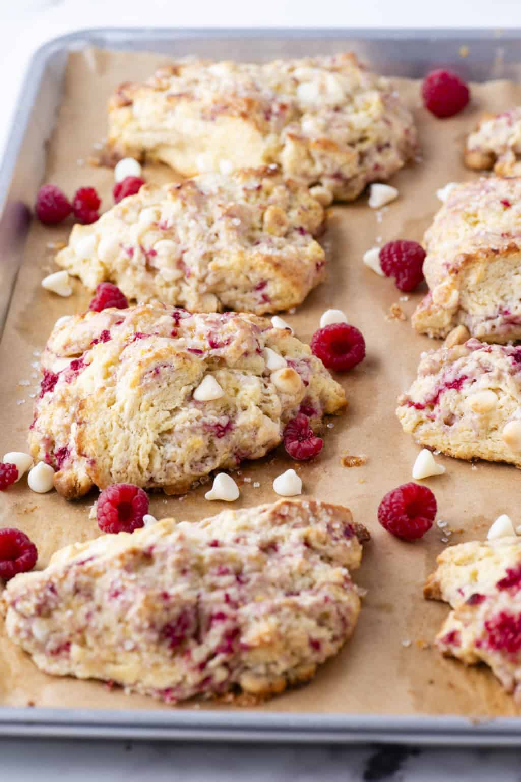 Raspberry White Chocolate Chip Scones - The First Year
