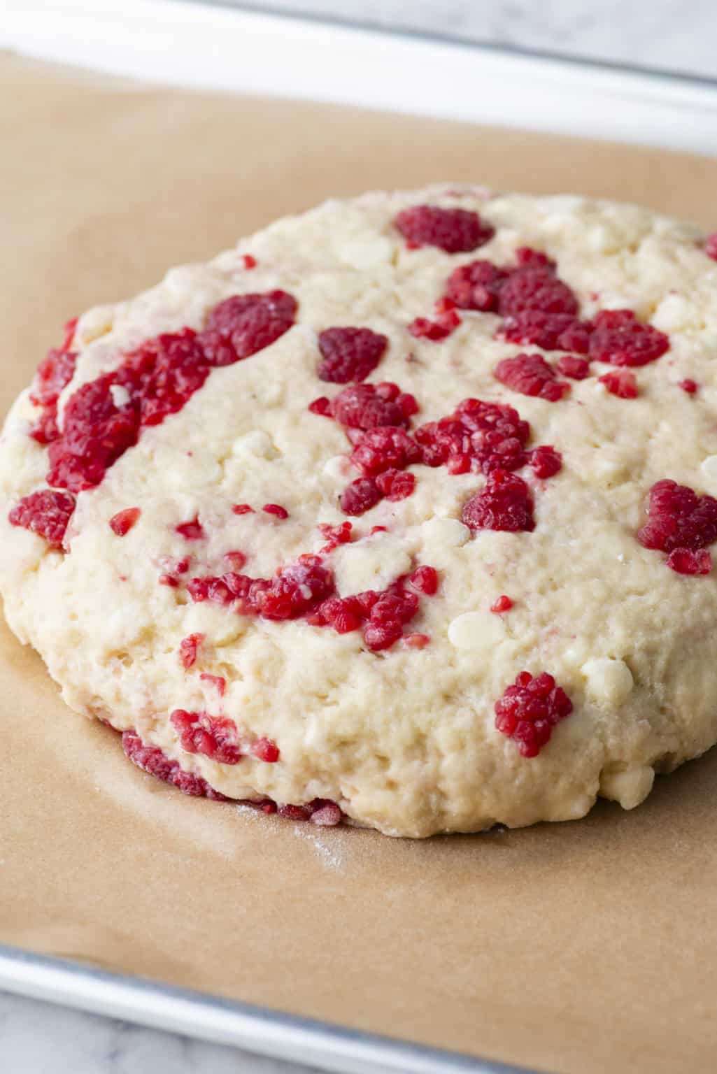 Raspberry White Chocolate Chip Scones - The First Year